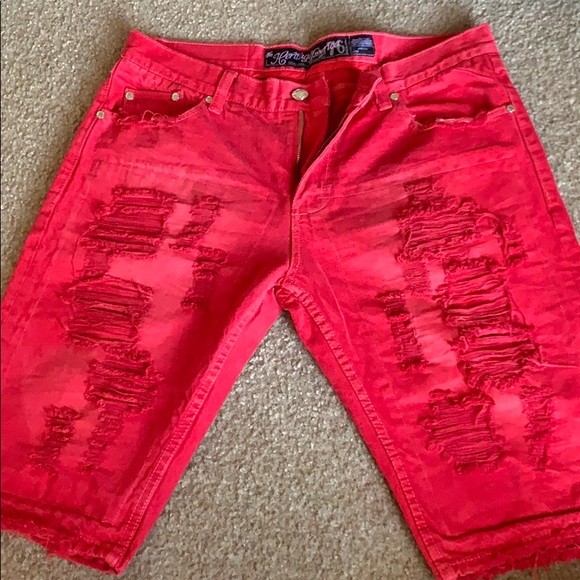 Shorts | Distressed Red Denim Shorts | Poshmark
